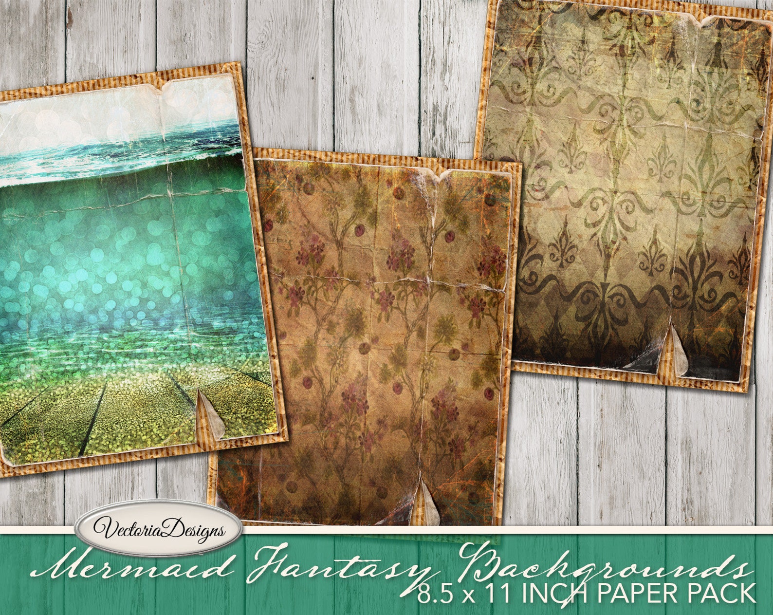 Mermaid Paper Pack Fantasy Paper Pack Printable Paper Pack - Etsy