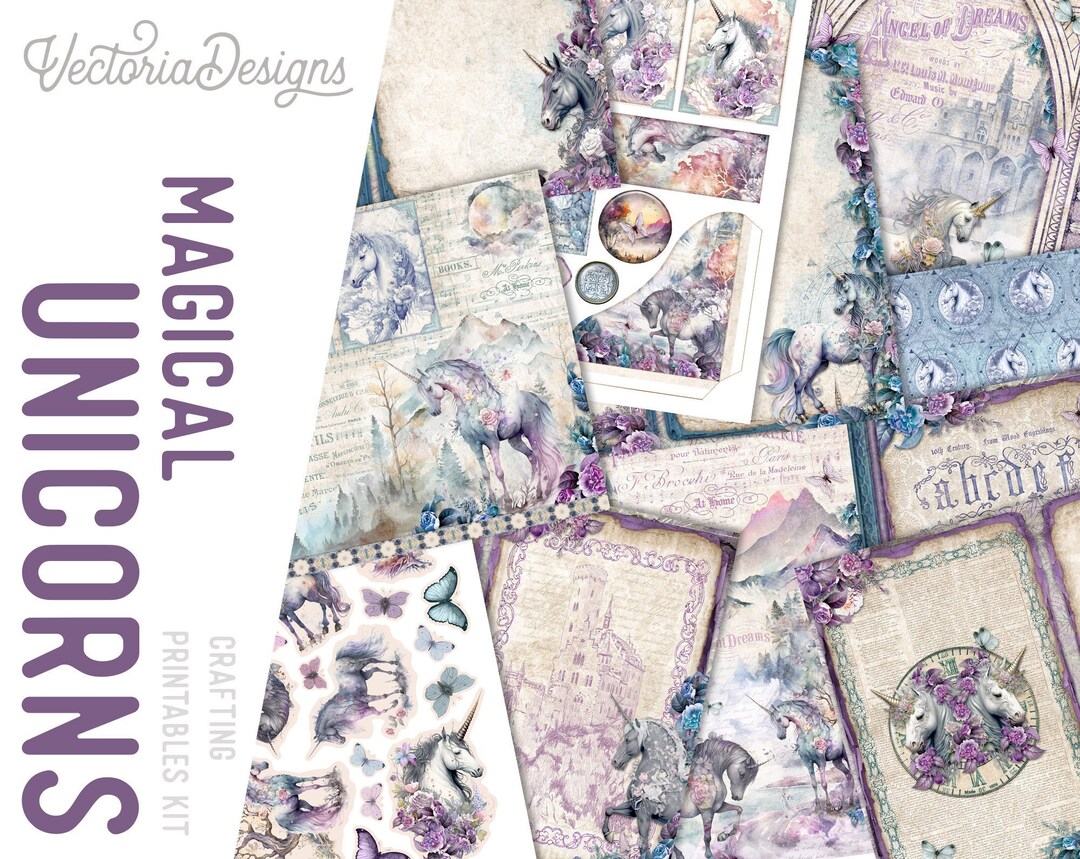 Magical Unicorns Junk Journal Kit Crafting Printables Kit Unicorn Junk ...