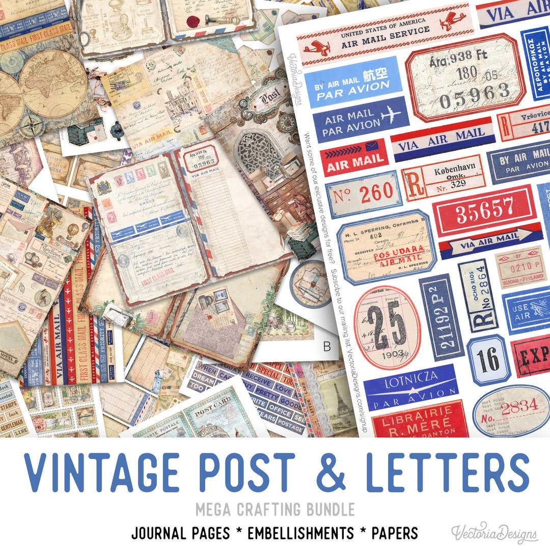 Vintage Post & Letters MEGA Crafting Bundle, Postage Printables ...