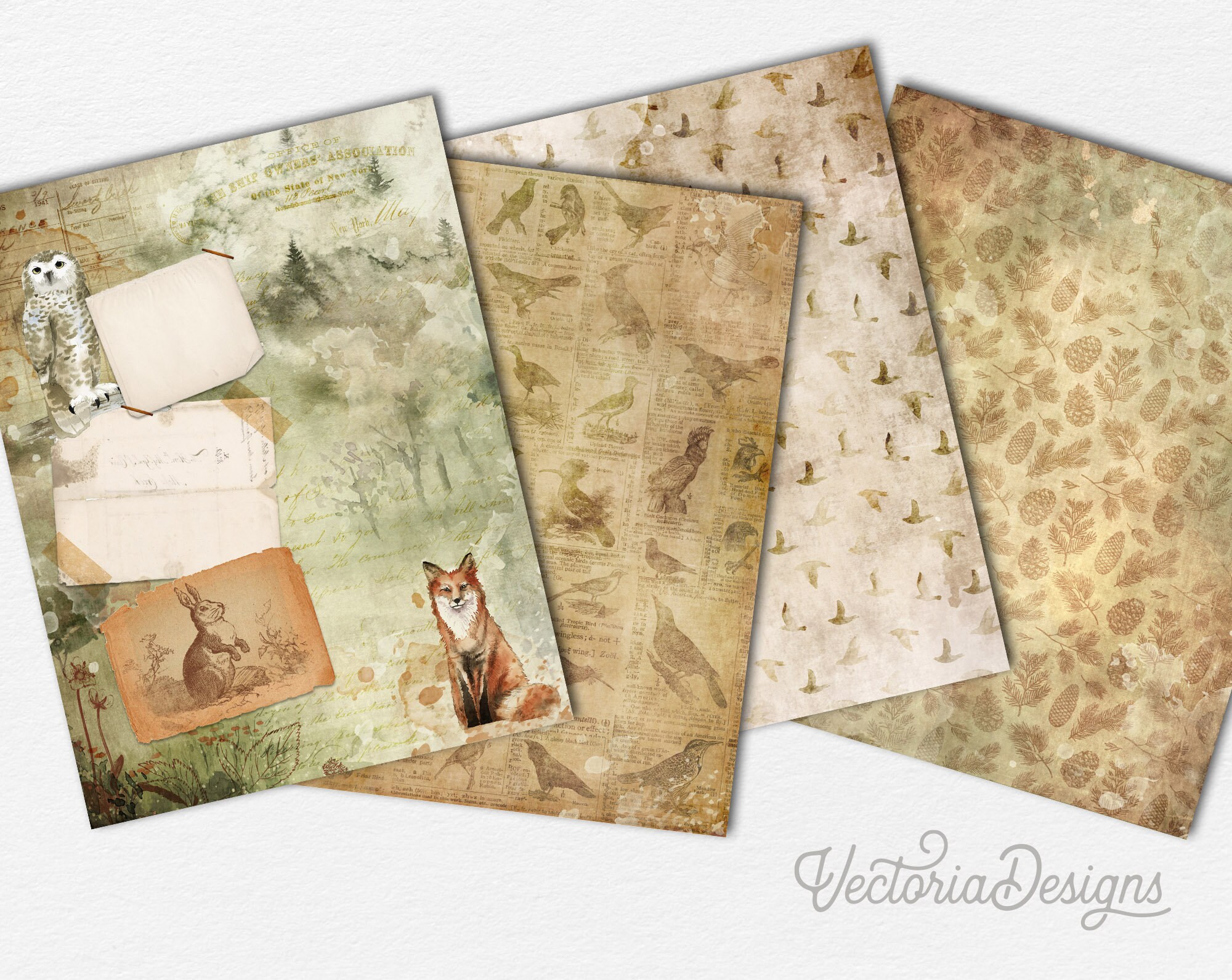 Scrapbooking Journals Papercraft Woodland Animals Journal Ephemera Junk ...