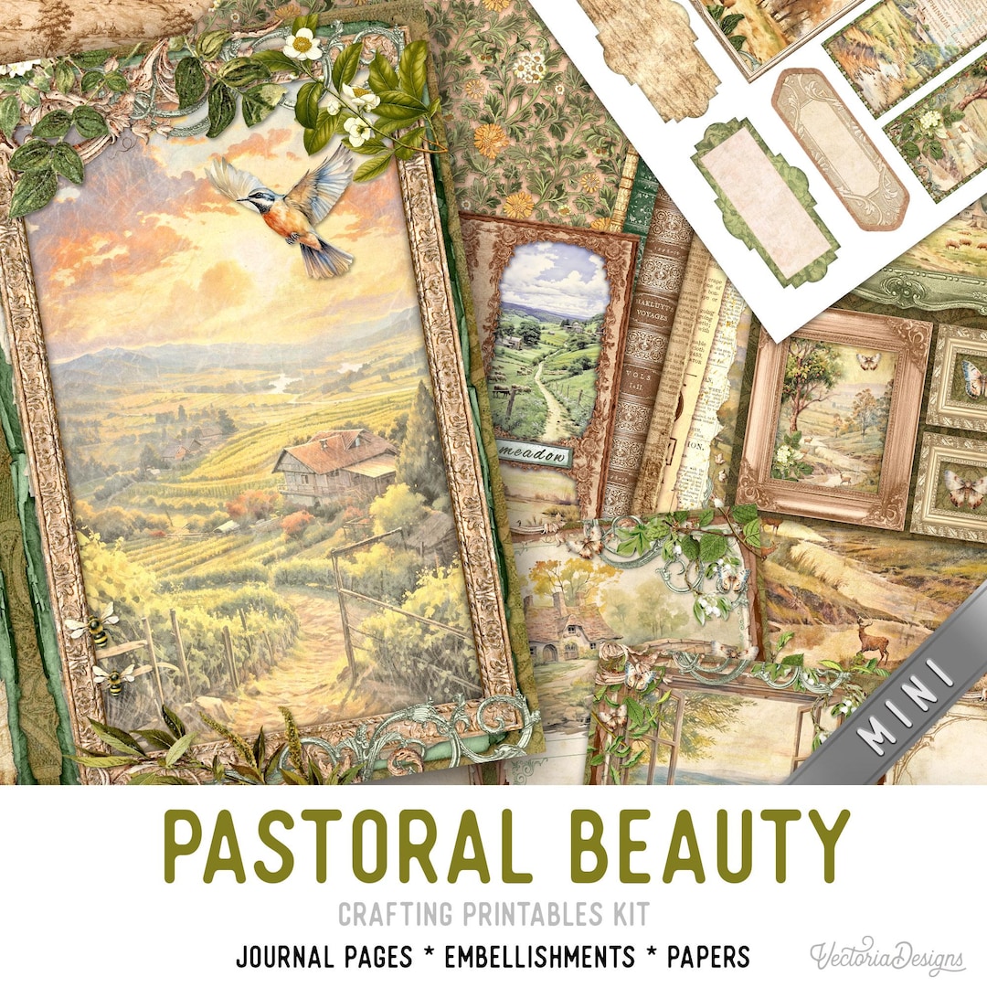 Pastoral Junk Journal Kit MINI, Pastoral Crafting Printables Pastoral ...