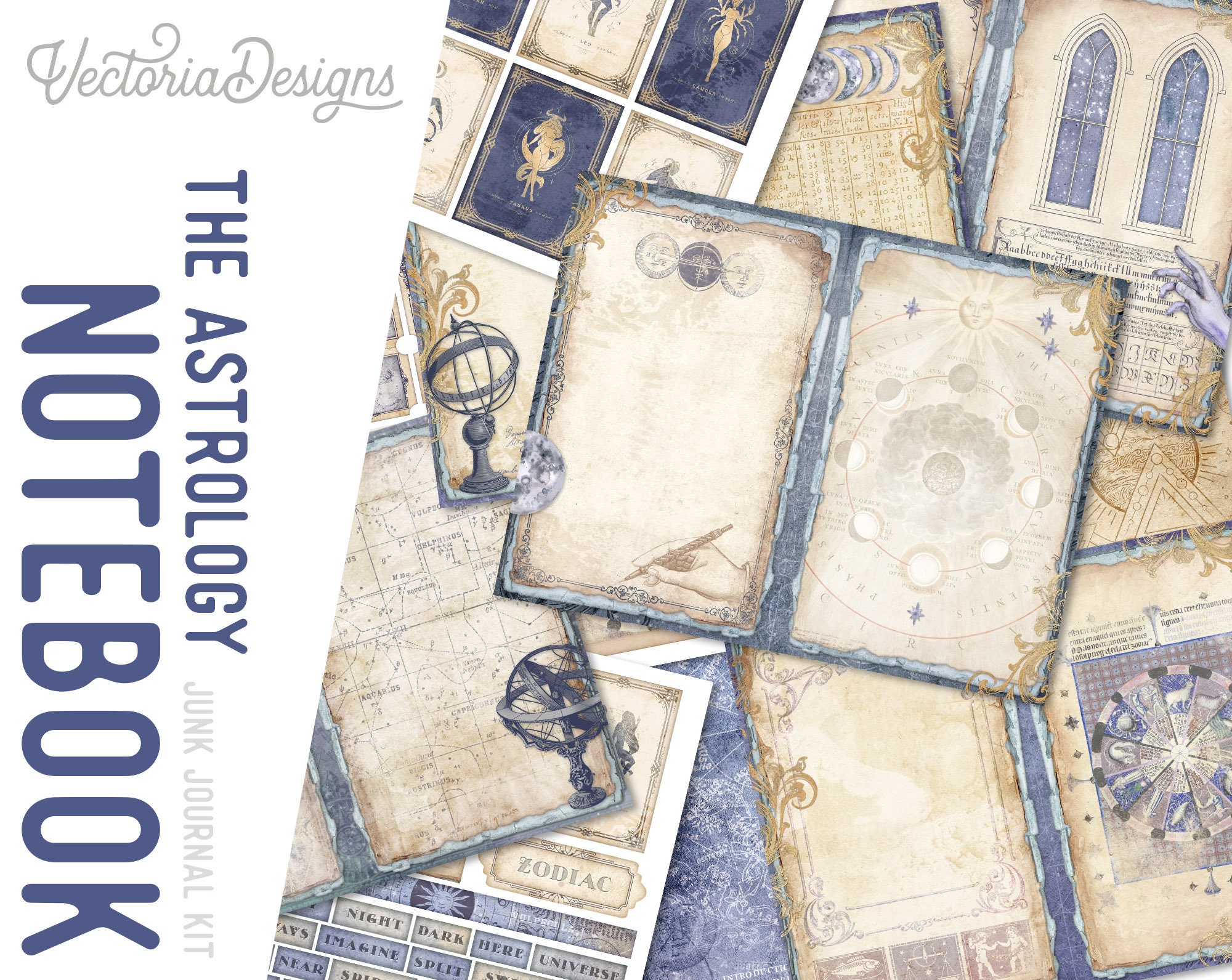 The Astrology Notebook Junk Journal Kit, Celestial Embellishments ...