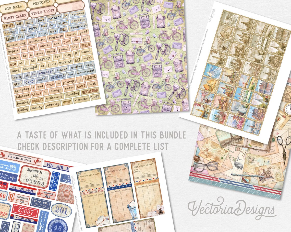 Vintage Post & Letters MEGA Crafting Bundle, Postage Printables ...