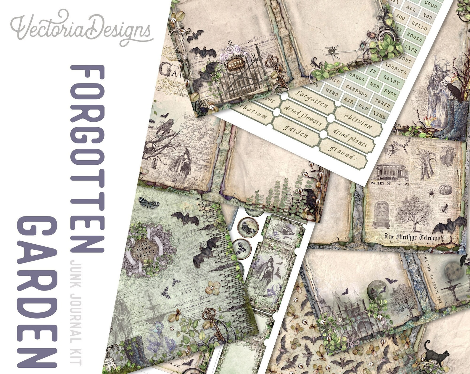 Forgotten Garden Junk Journal Kit, Halloween Junk Journal Kit ...