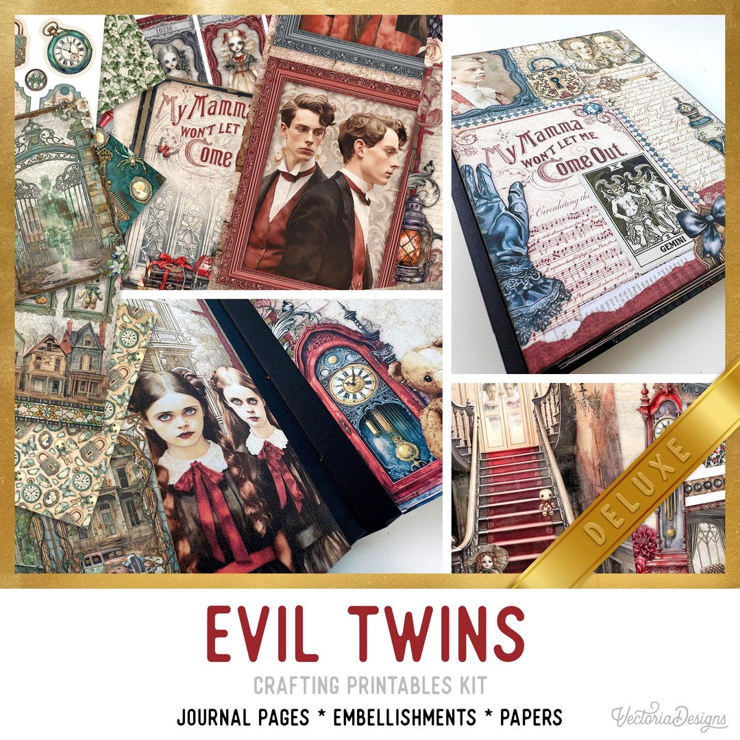 Evil Twins Junk Journal Kit DELUXE, Halloween Junk Journal Crafting ...
