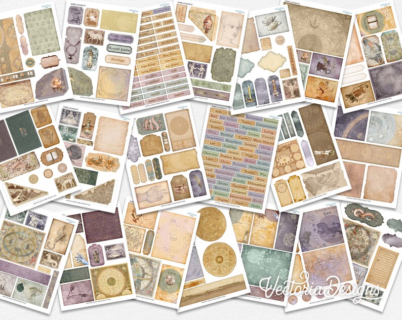 Mystical Zodiac DELUXE Crafting Printables Kit, Printable Junk Journal ...