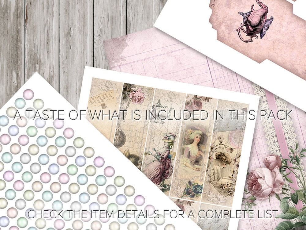 Mega Shabby Chic Pack, Junk Journal, Paper Craft, Collage Paper, Shabby ...