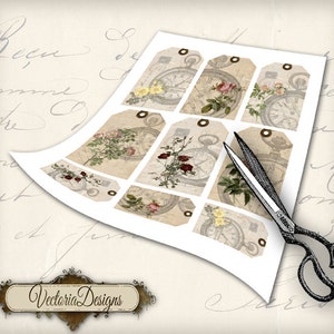 Floral Watch Tags, Printable Tags, Vintage Watch Tags, Digital ...