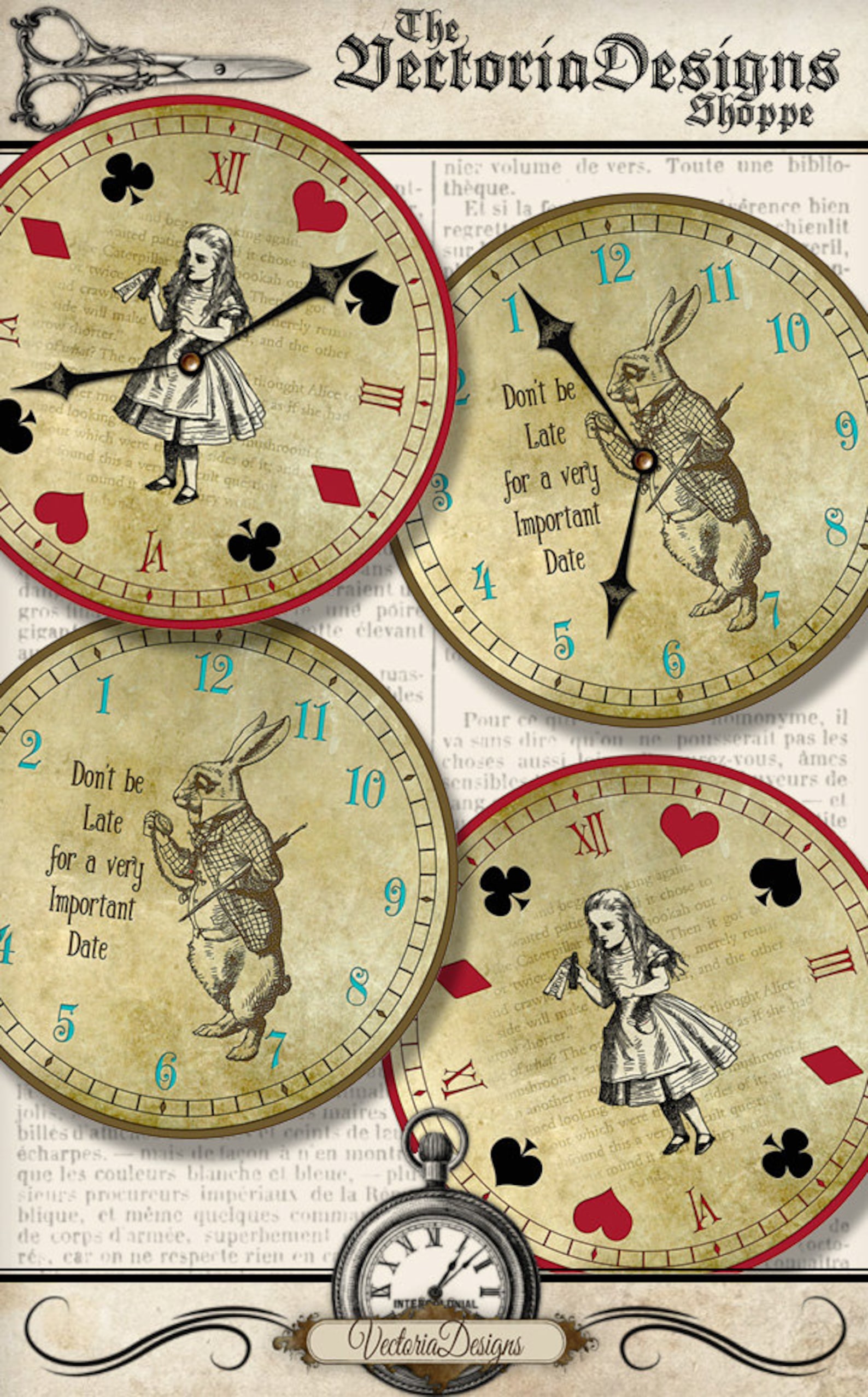 Alice in Wonderland Clocks, Alice in Wonderland Props Decor, Party ...
