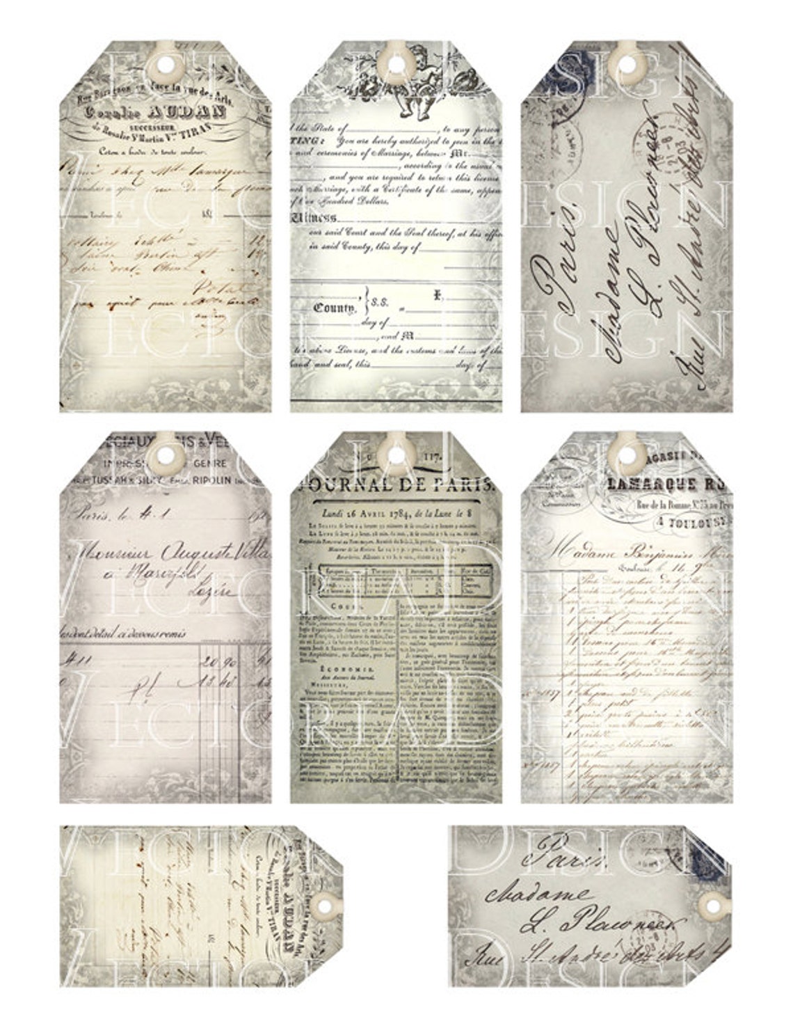 Ephemera Tags Instant Download Printable Gift Tags Digital - Etsy