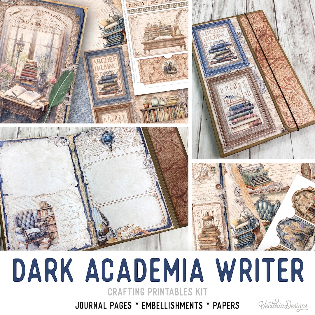 Dark Academia Writer Junk Journal Kit Large, Dark Academia Crafting ...