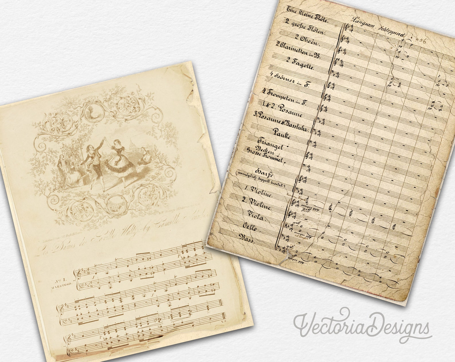 Digital Paper, Shabby Sheet Music Papers, Scrapbook Paper, Digital ...