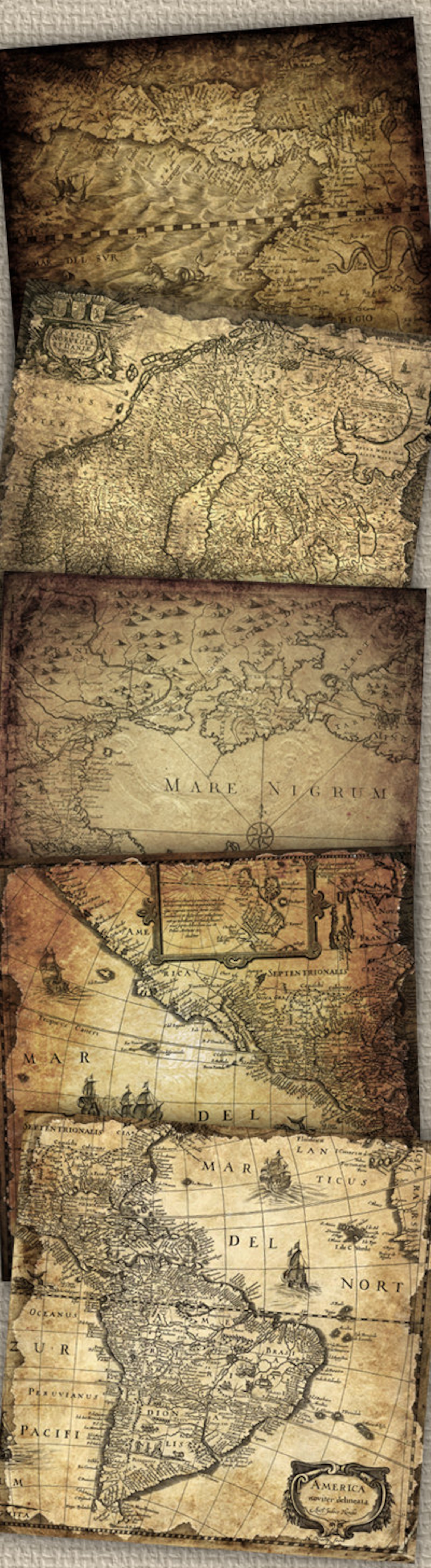 Vintage Map, Digital Paper, Grunge Paper, Decorative Paper, Grunge Maps ...