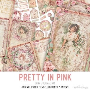 Pretty in Pink Junk Journal Kit, Printable Junk Journal Kit Pink ...