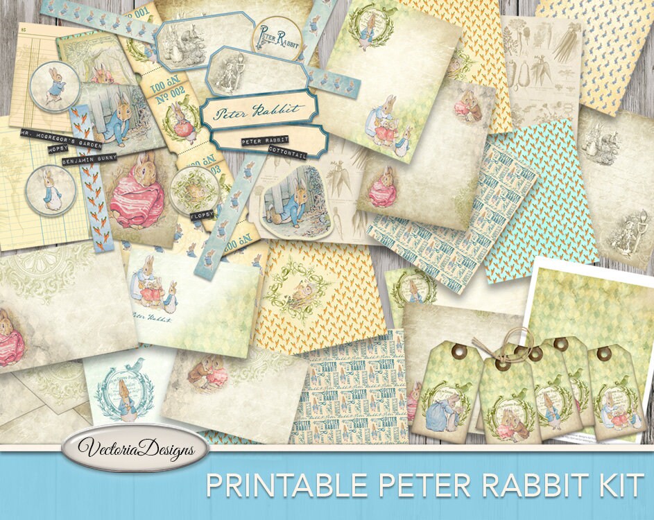 Peter Rabbit Kit, Digital Paper Kit, Junk Journal Kit, Digital Download ...