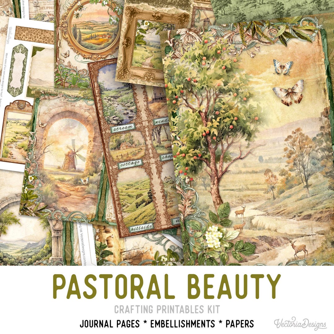 Pastoral Junk Journal Kit Large, Pastoral Crafting Printables Pastoral ...