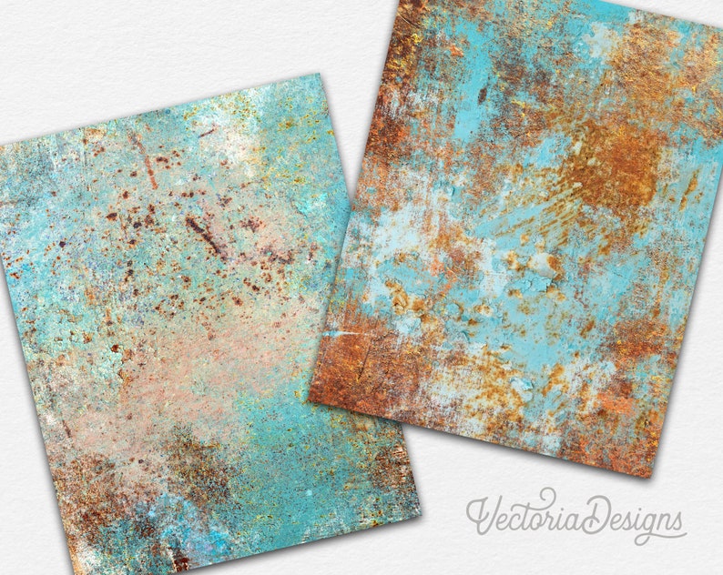 Turquoise Blue Rust Paper Pack Printable Paper Pack Digital - Etsy