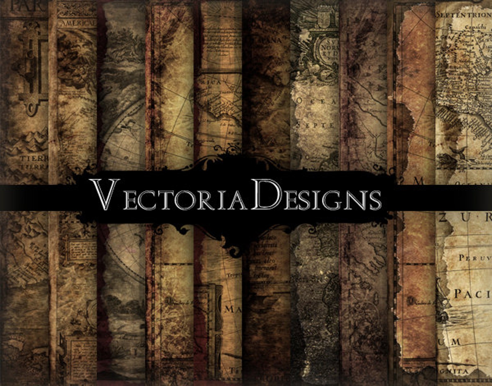 Vintage Map, Digital Paper, Grunge Paper, Decorative Paper, Grunge Maps ...