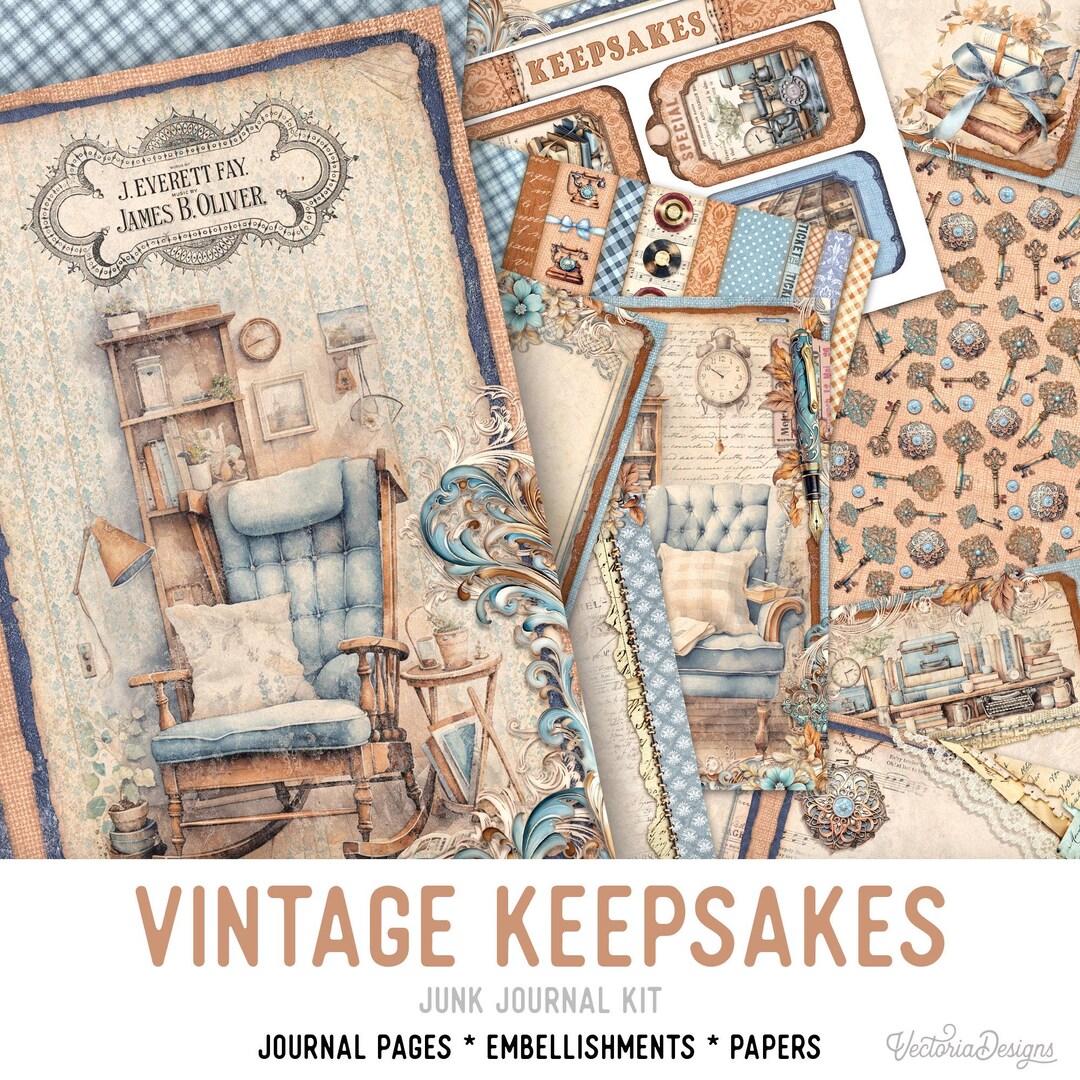 Vintage Keepsakes Junk Journal Kit - Printable Kit - 003662 - Etsy