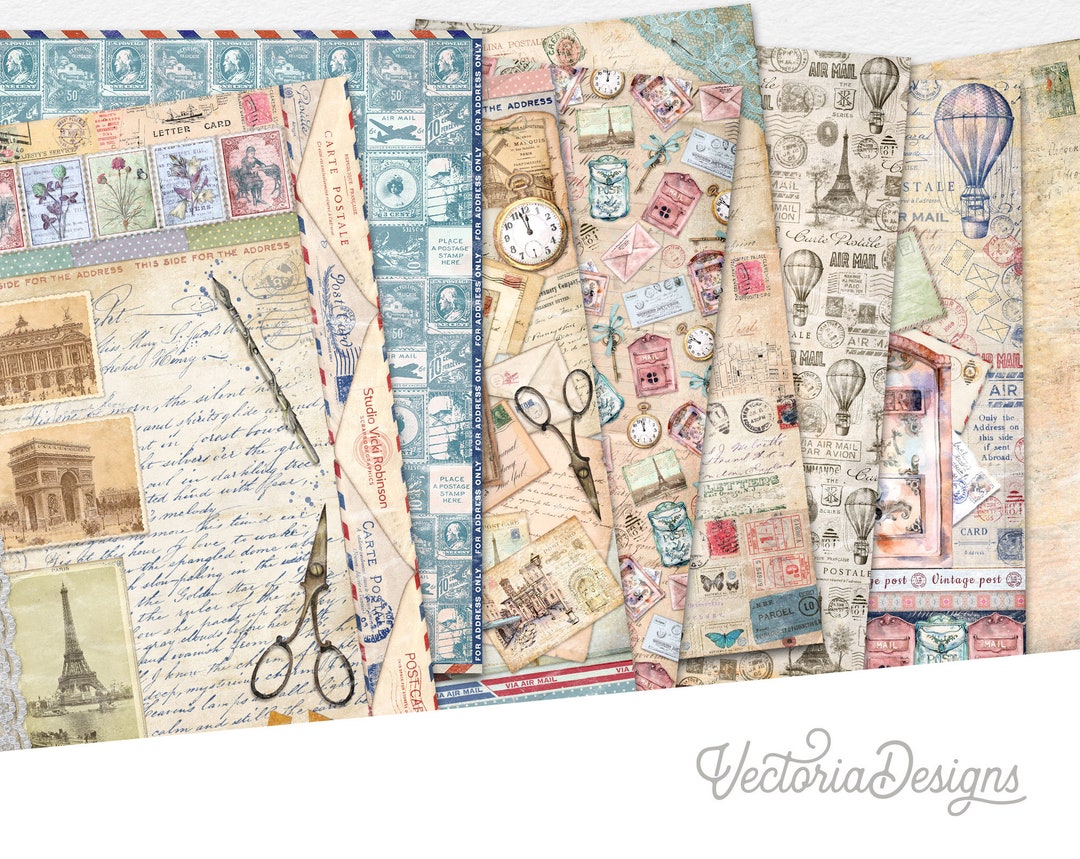 Vintage Letters Paper Pack, Memories Paper Pack Printable Paper Pack ...