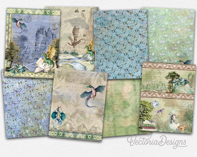Cute Dragons Paper Pack Dragon Papers Printable Dragon - Etsy Australia