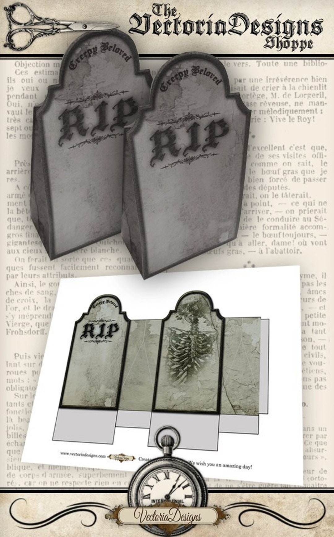 Halloween Tombstone Printable, Halloween Favor Bags, Halloween Wrapping ...