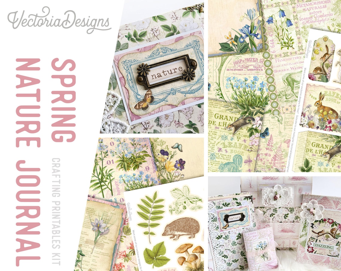 Spring Nature Journal Crafting Printables Kit, Spring Junk Journal ...