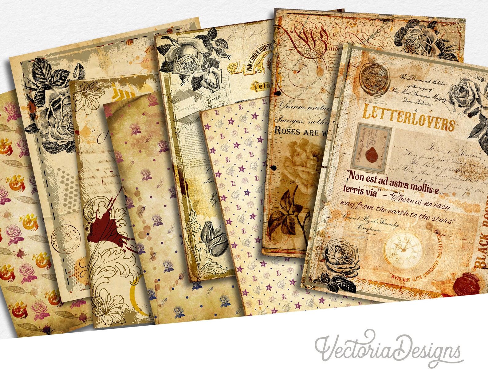 Vintage Writing Paper Pack, Junk Journal Kit, Printable Paper Pack ...