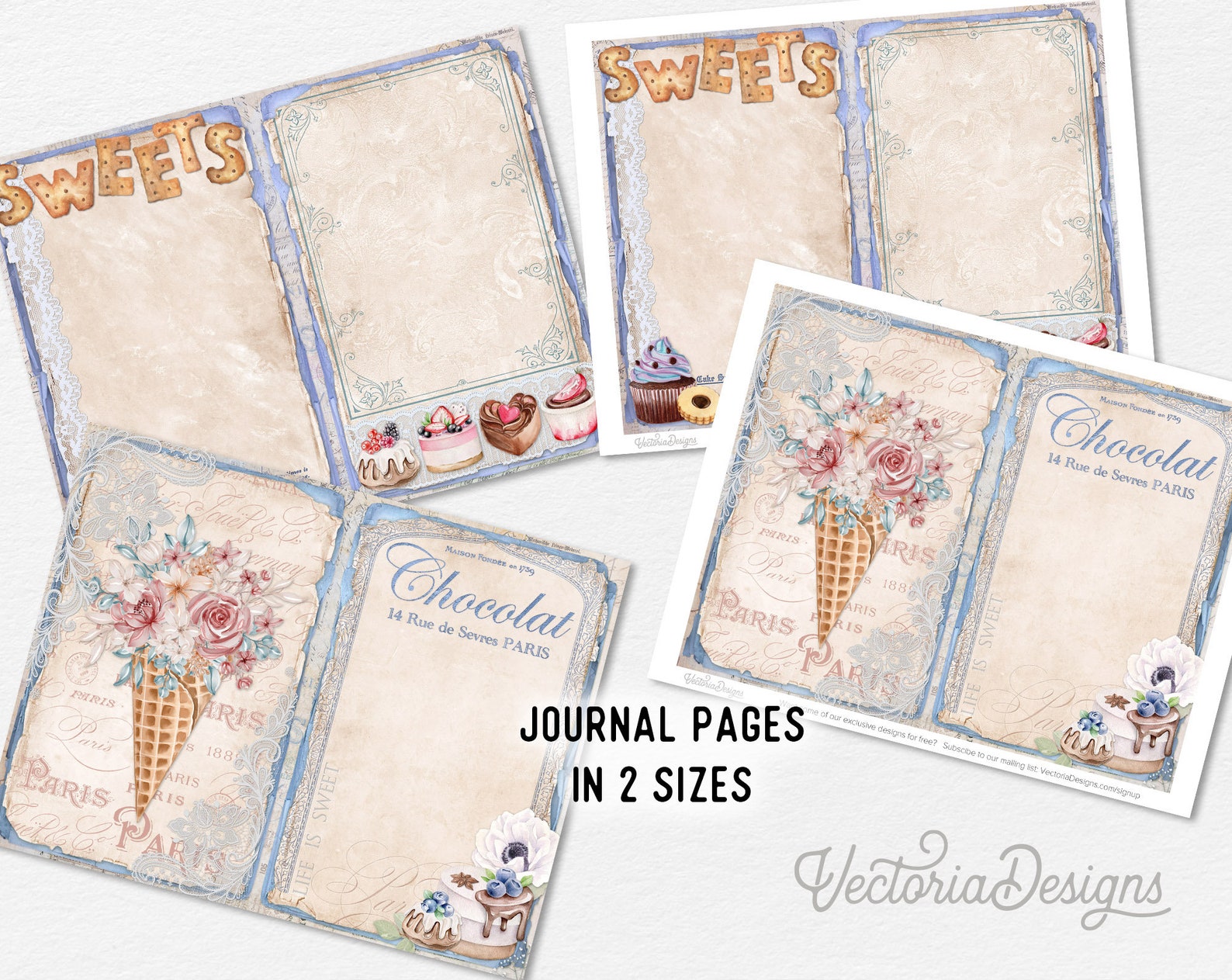 Sweets in Blue Junk Journal Kit Dessert Embellishments Junk - Etsy