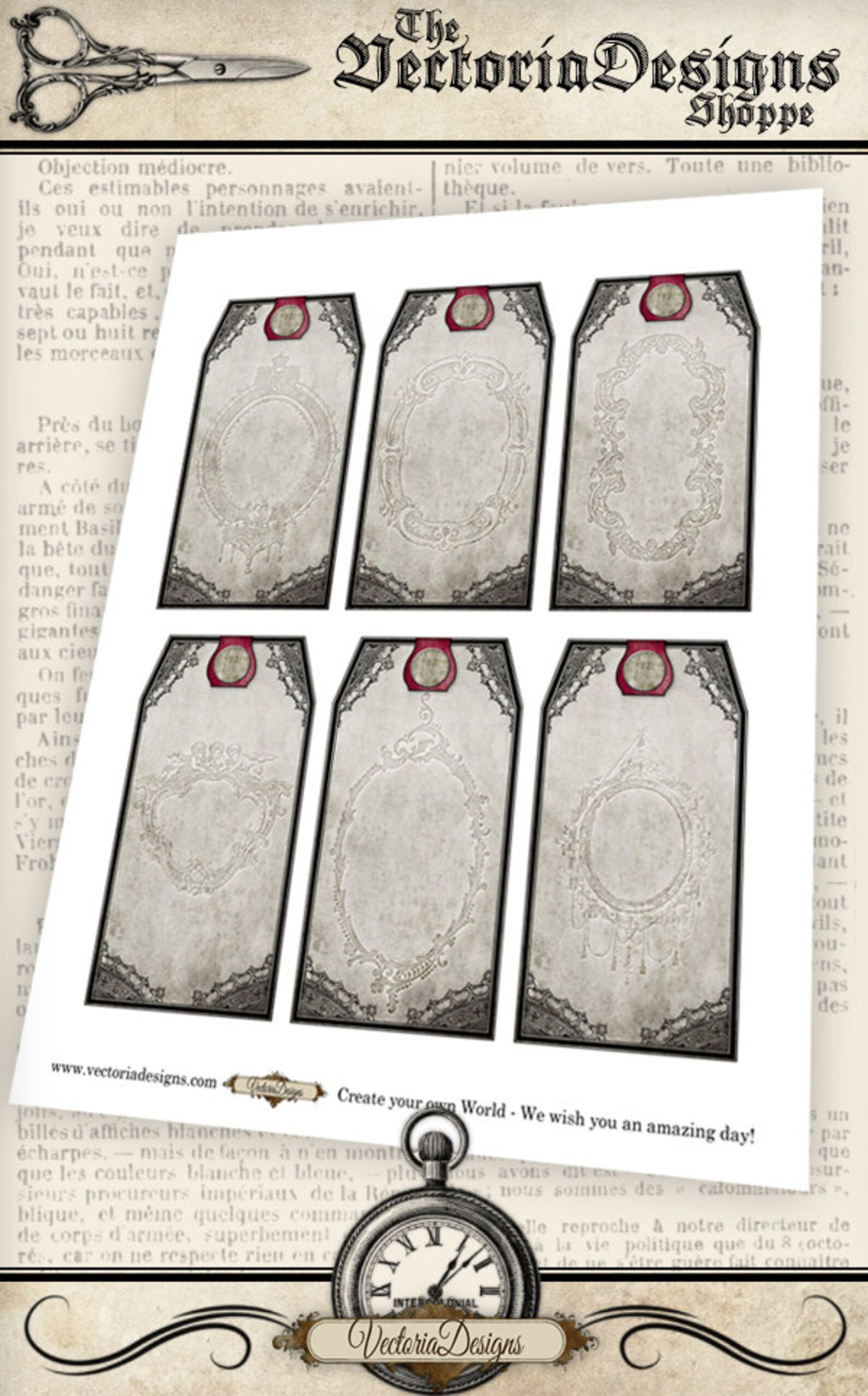 Gothic Lace Tags Printable Tags Paper Crafting Digital - Etsy