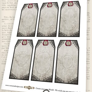 Gothic Lace Tags Printable Tags Paper Crafting Digital Download Digital ...