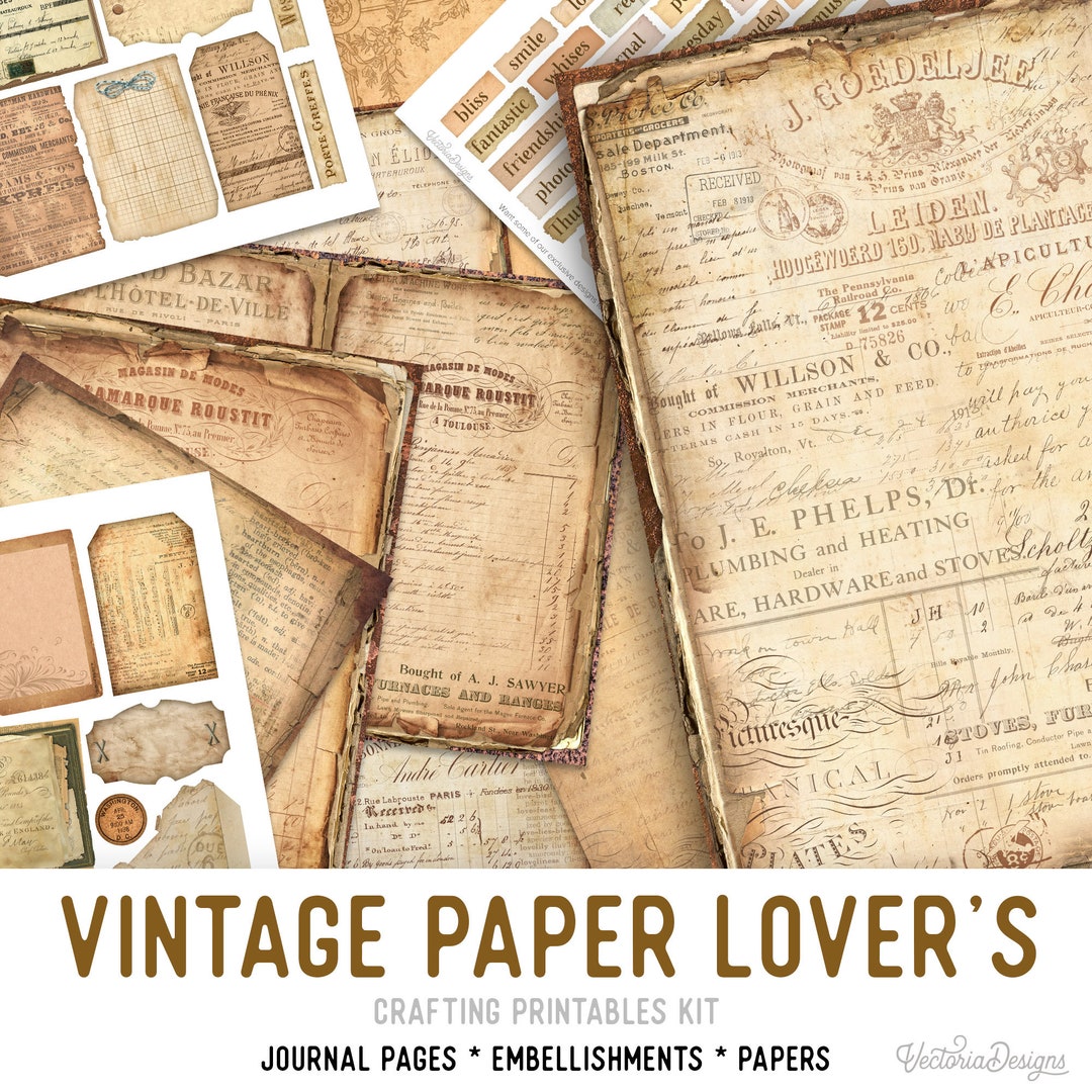 Vintage Paper Lover's Crafting Printables Kit, Printable Journal Kit ...