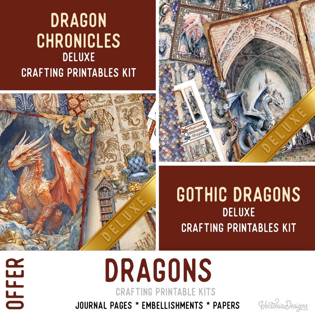 Dragons Offer, Crafting Printables, Journal Papers, Journal Kit ...