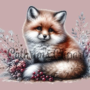 5 Cute Winter Fox PNG Clipart Files - Etsy