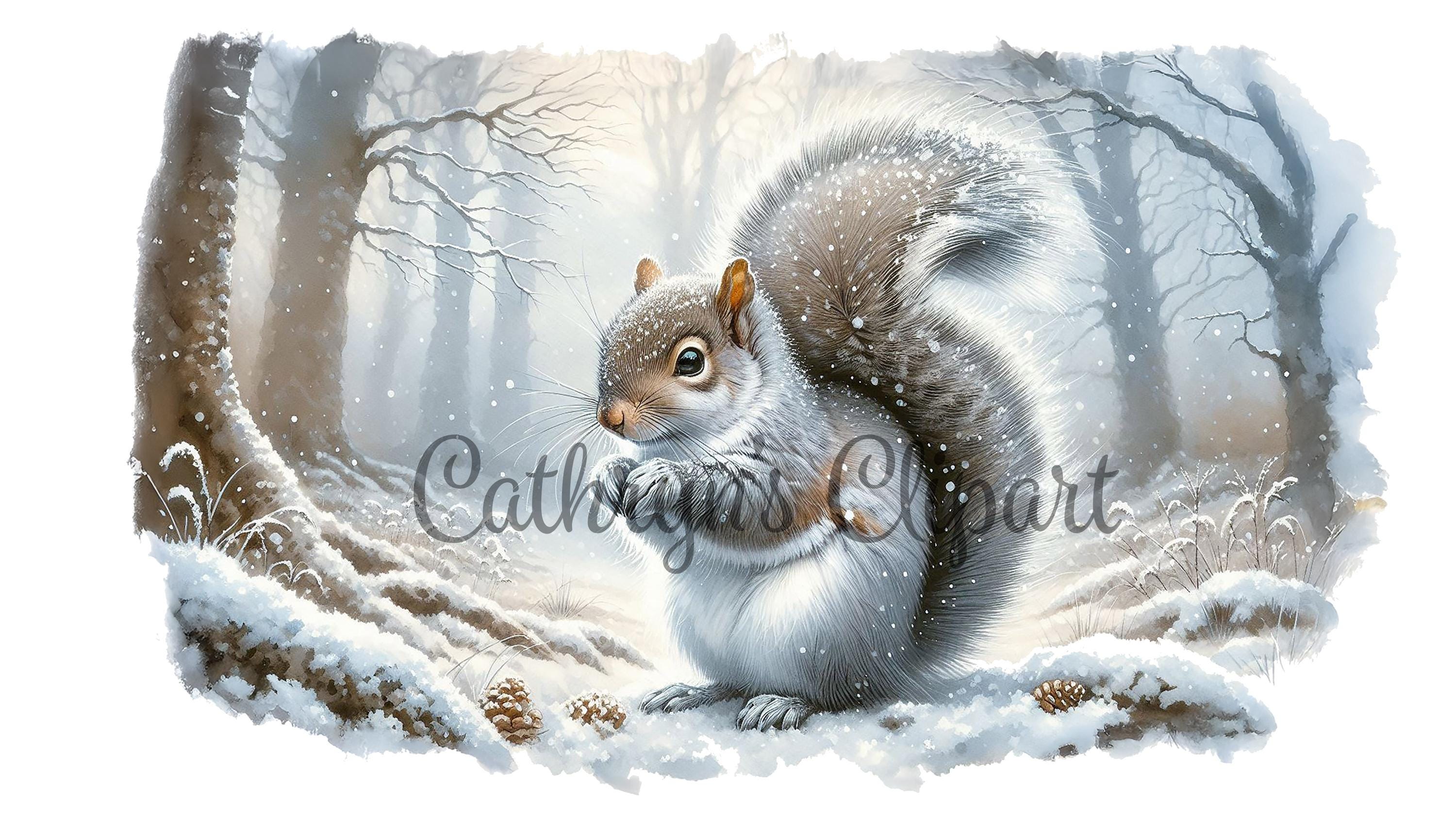 5 Winter Woodland Animals in the Snow PNG With Transparent Background ...