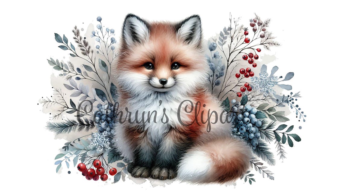 5 Cute Winter Fox PNG Clipart Files - Etsy