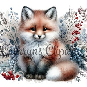 5 Cute Winter Fox PNG Clipart Files - Etsy
