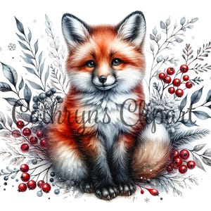 5 Cute Winter Fox PNG Clipart Files - Etsy