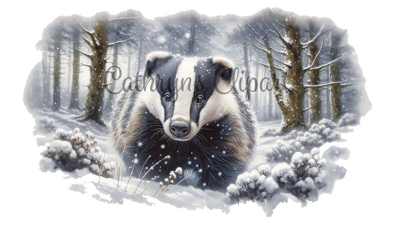 5 Winter Woodland Animals in the Snow PNG With Transparent Background ...