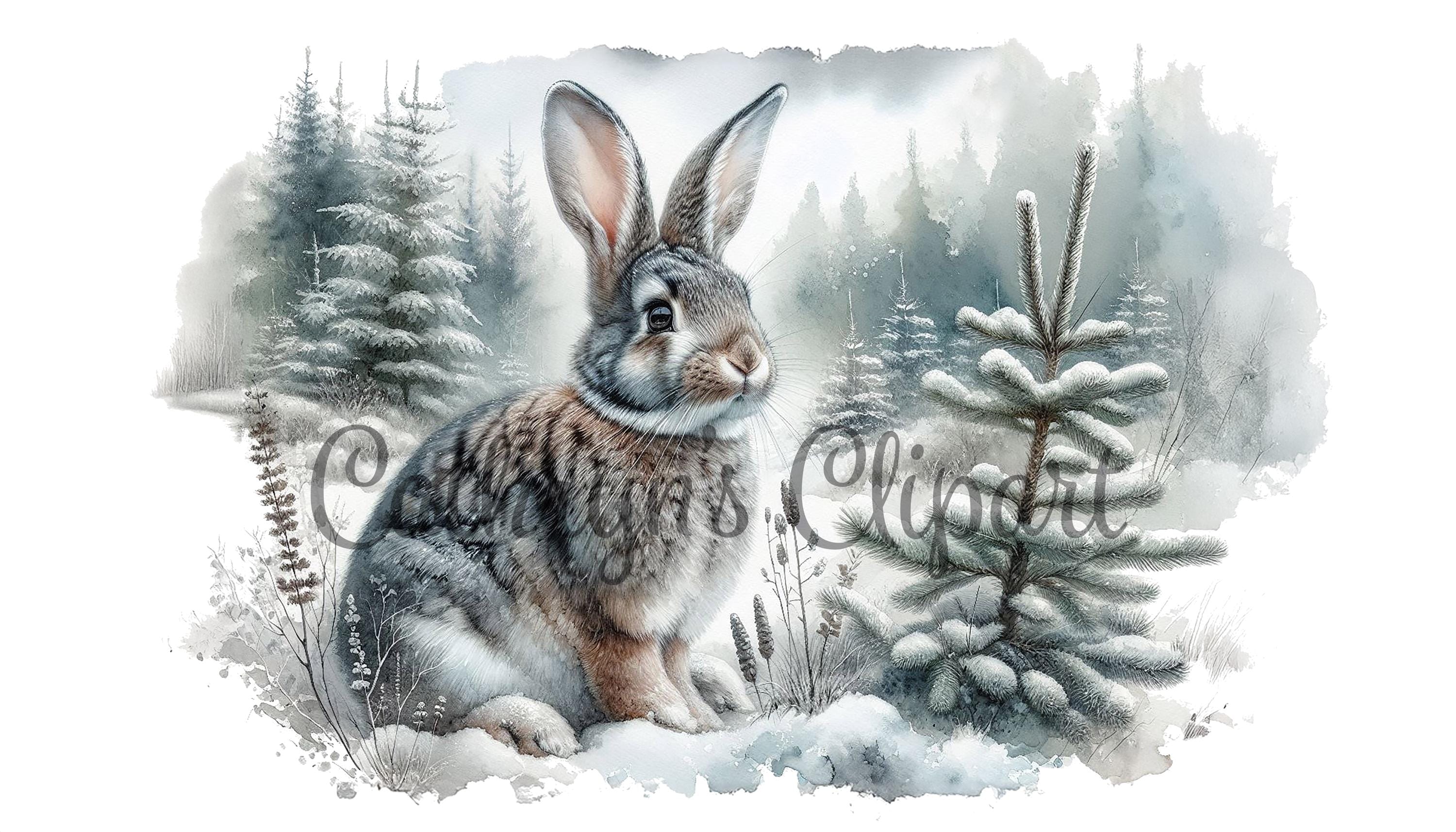 5 Winter Woodland Animals in the Snow PNG With Transparent Background ...