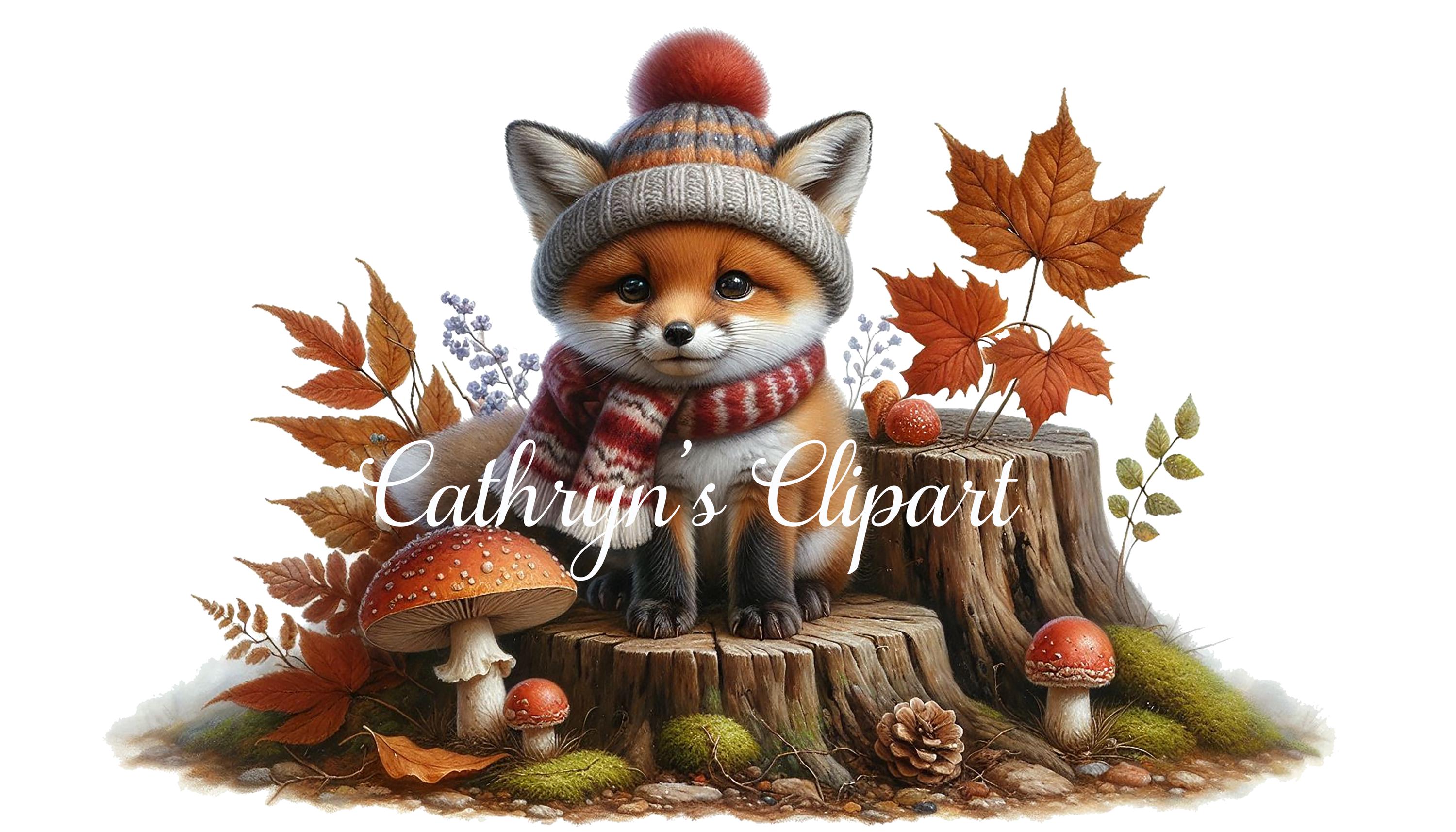 5 Autumn Fox PNG Clipart Files - Etsy