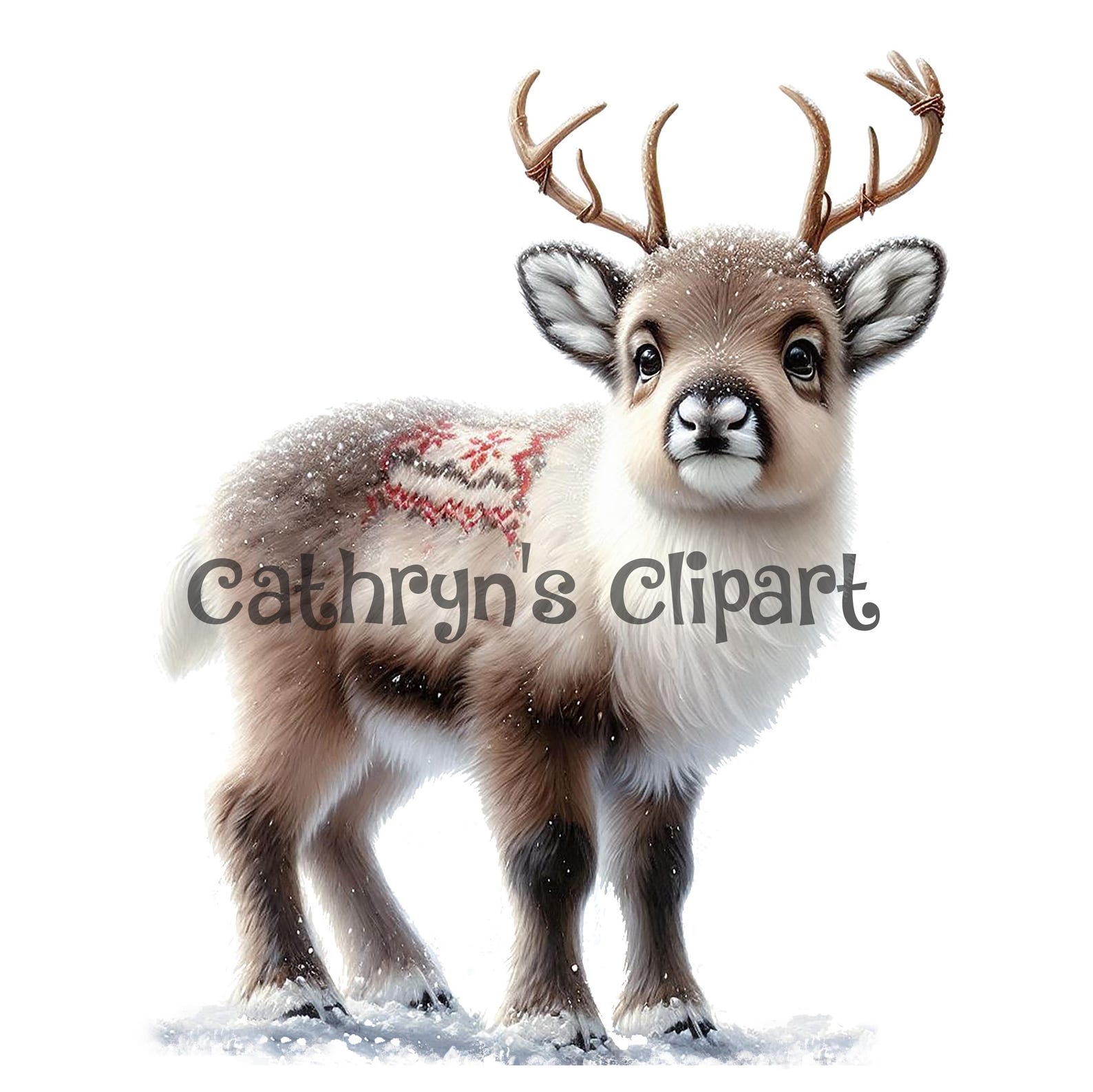 5 Cute Reindeer Clipart PNG Files - Etsy