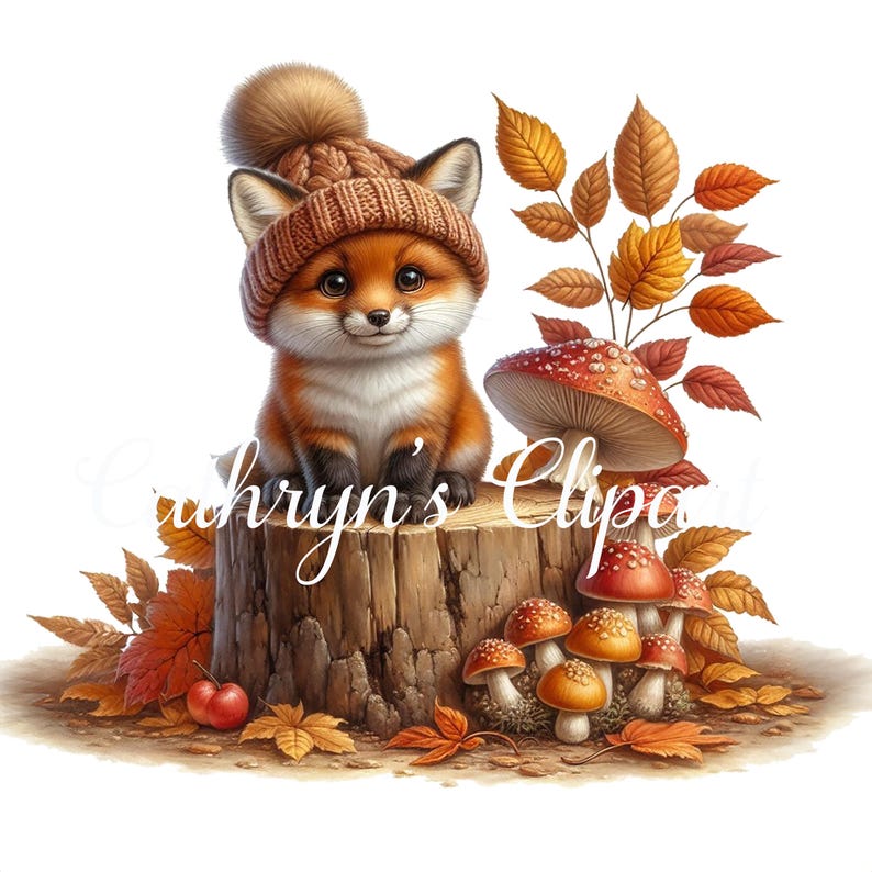 5 Autumn Fox PNG Clipart Files - Etsy