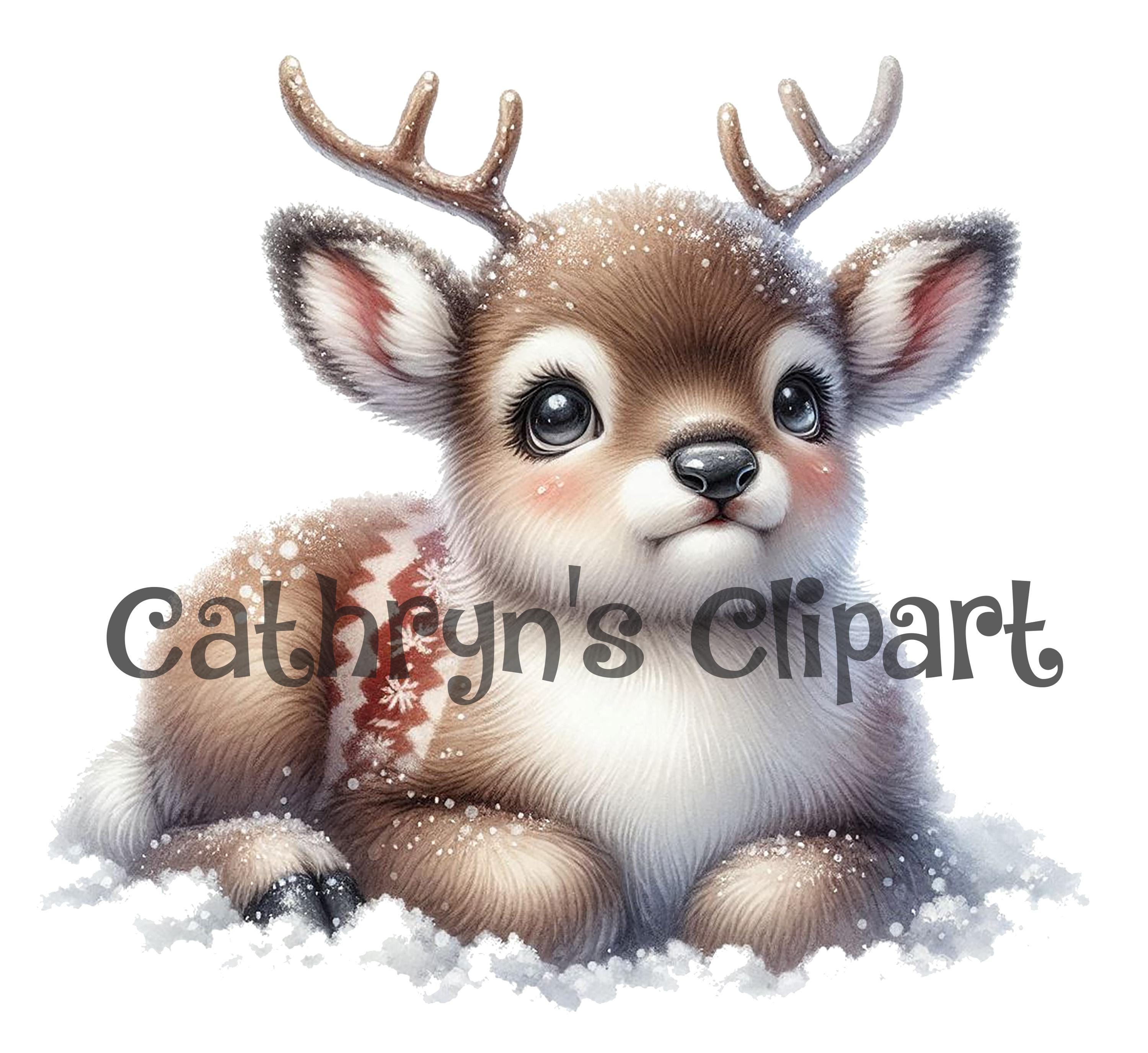 5 Cute Reindeer Clipart PNG Files - Etsy UK