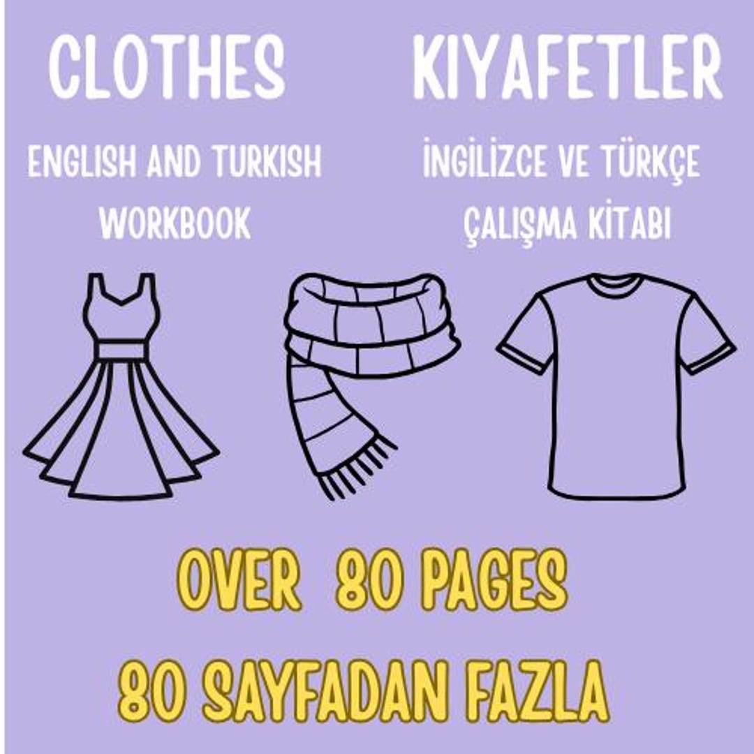 English Turkish Bilingual Clothes Workbook: Kids Learning Activities ...