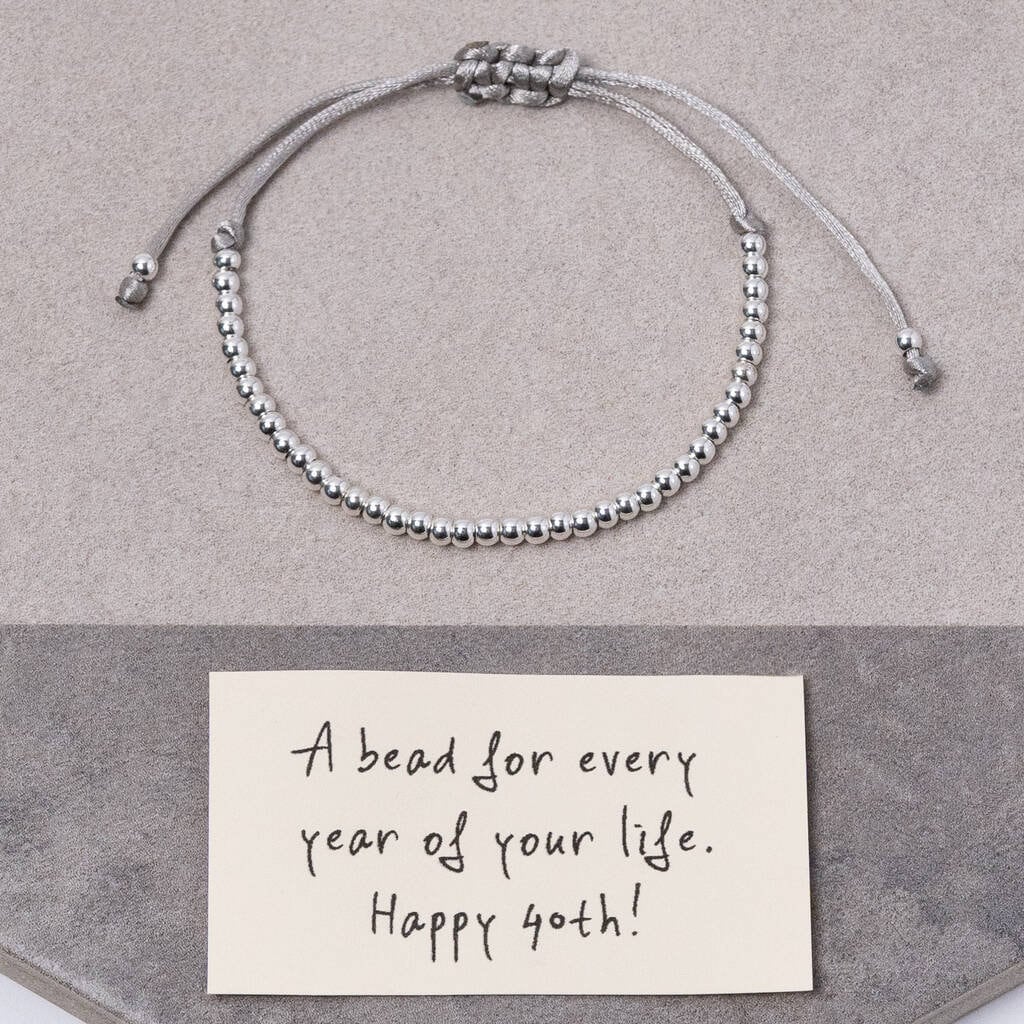 Sterling Silver Happy 40th Bead for Every Year Friendship Bracelet ...