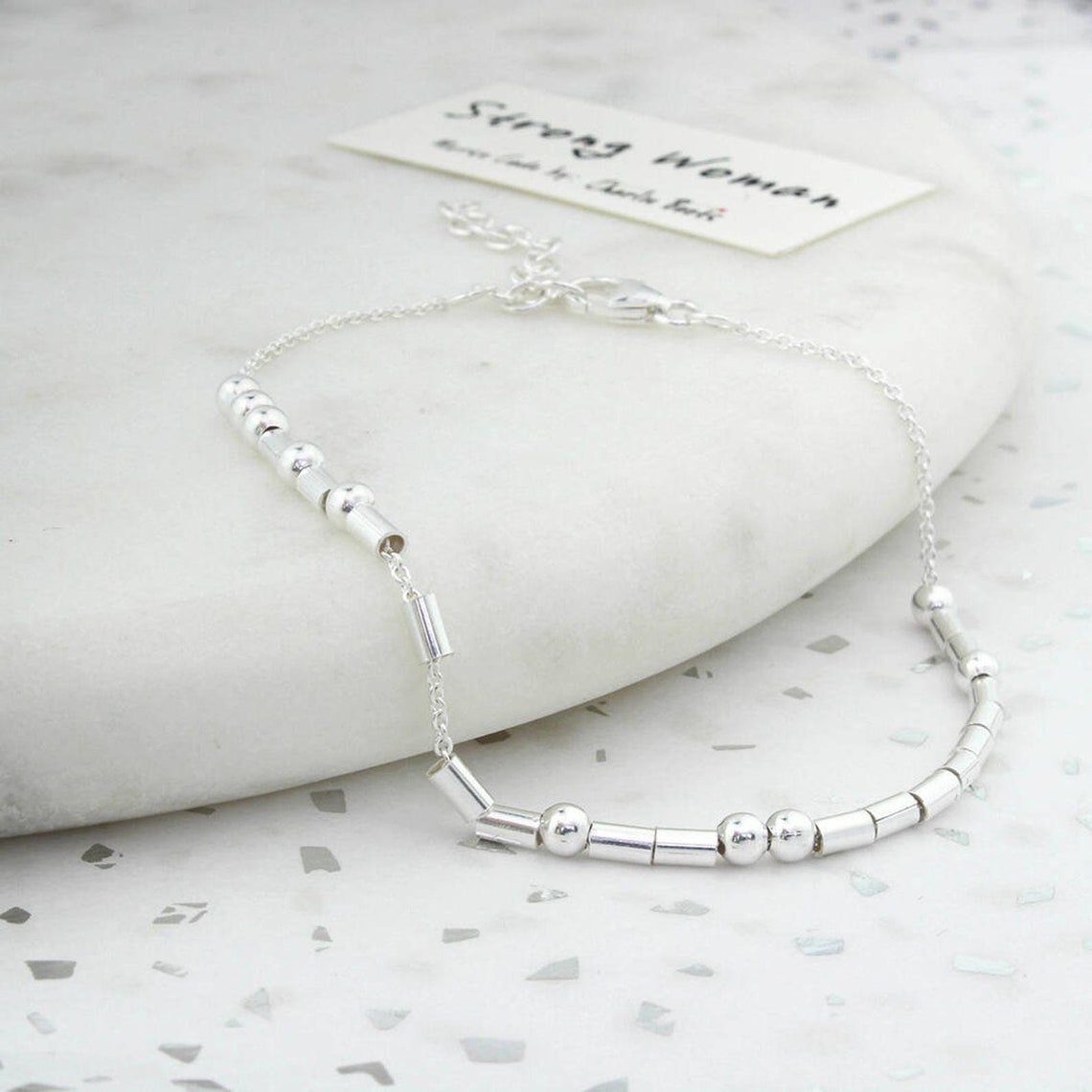 Customised Morse Code Chain Bracelet Sterling Silver - Etsy