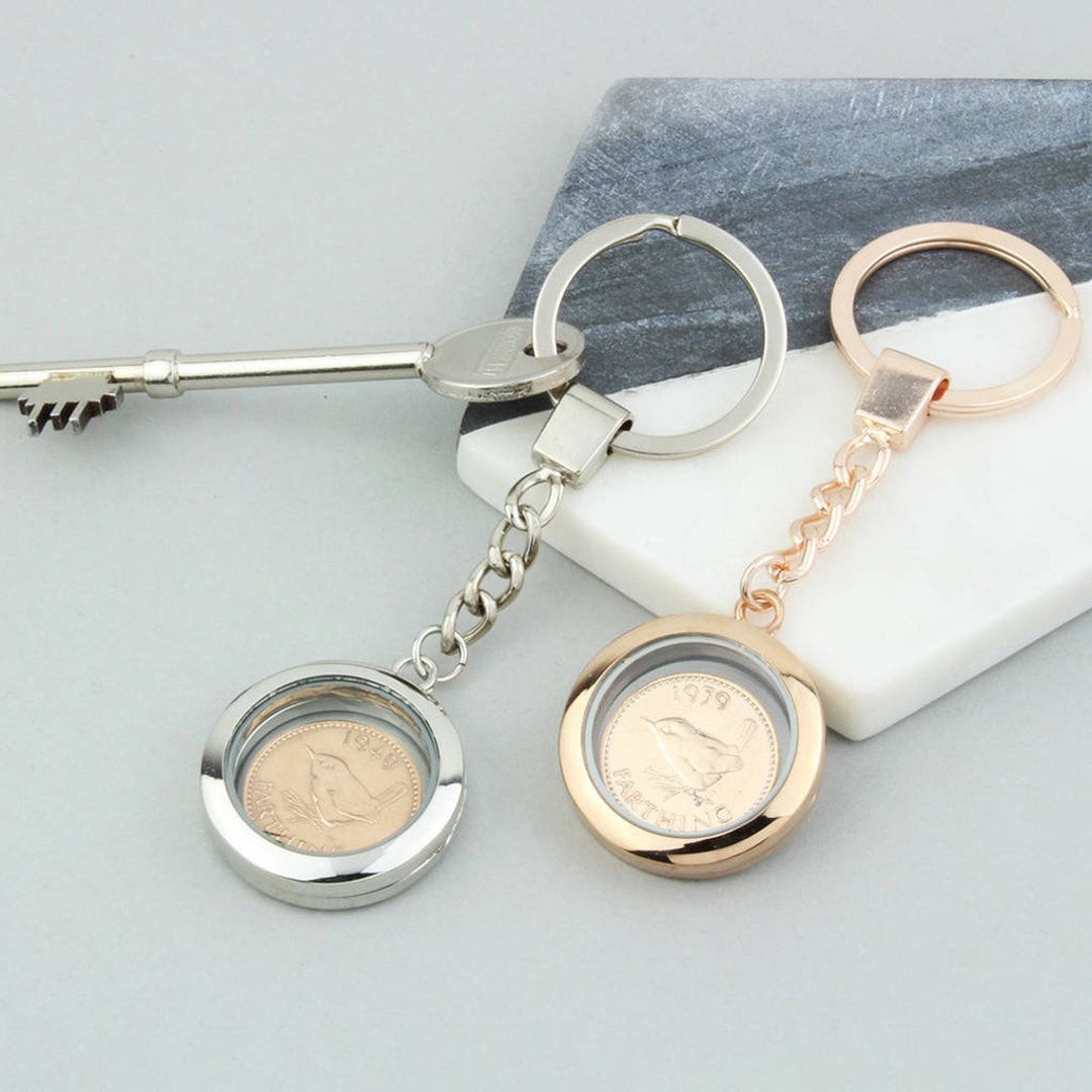 1954 70th or 1944 80th Birthday Farthing Coin Locket Keyring - Etsy