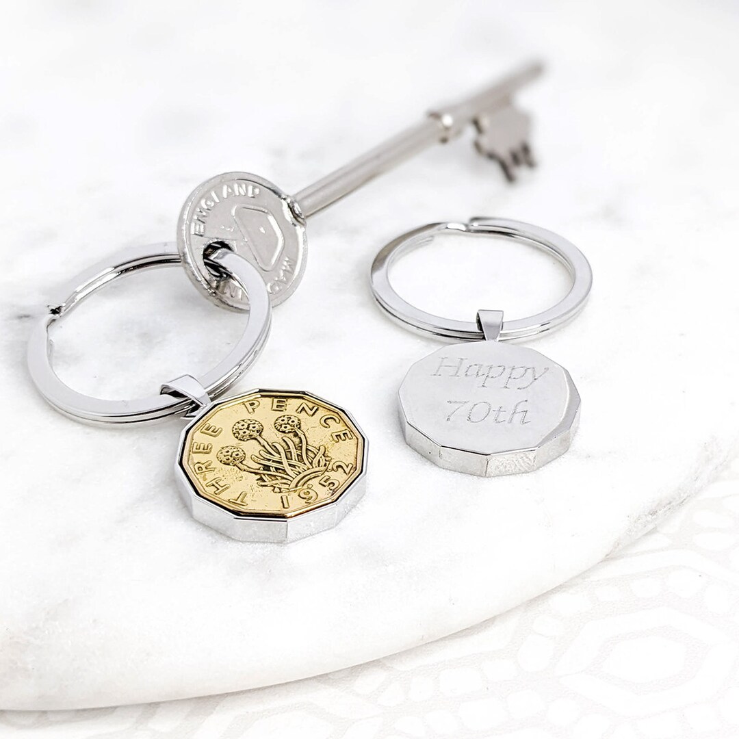 Personalised 1955 70th Birthday Threepence Keyring - Etsy
