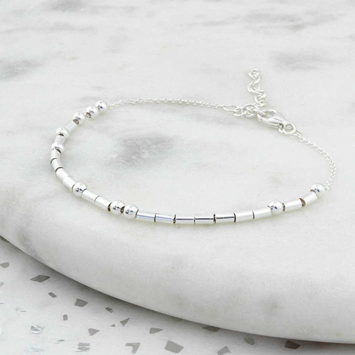 Customised Morse Code Chain Bracelet Sterling Silver - Etsy